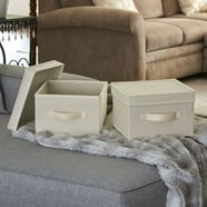 Household Essentials Large Canvas Storage Box with Brown Trim - Walmart.com