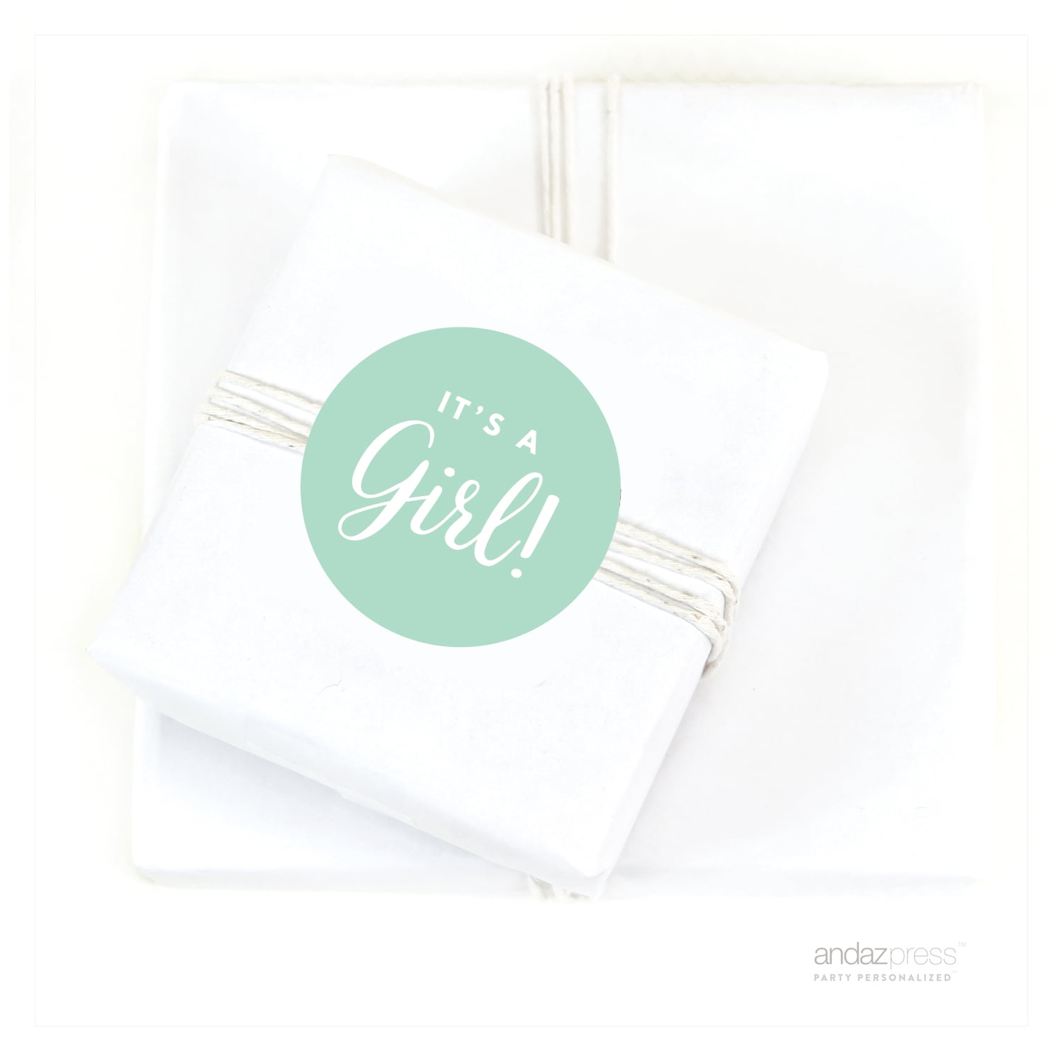 Mint Green It´s A Girl! Round Baby Shower Gift Label Stickers, 40-Pack ...