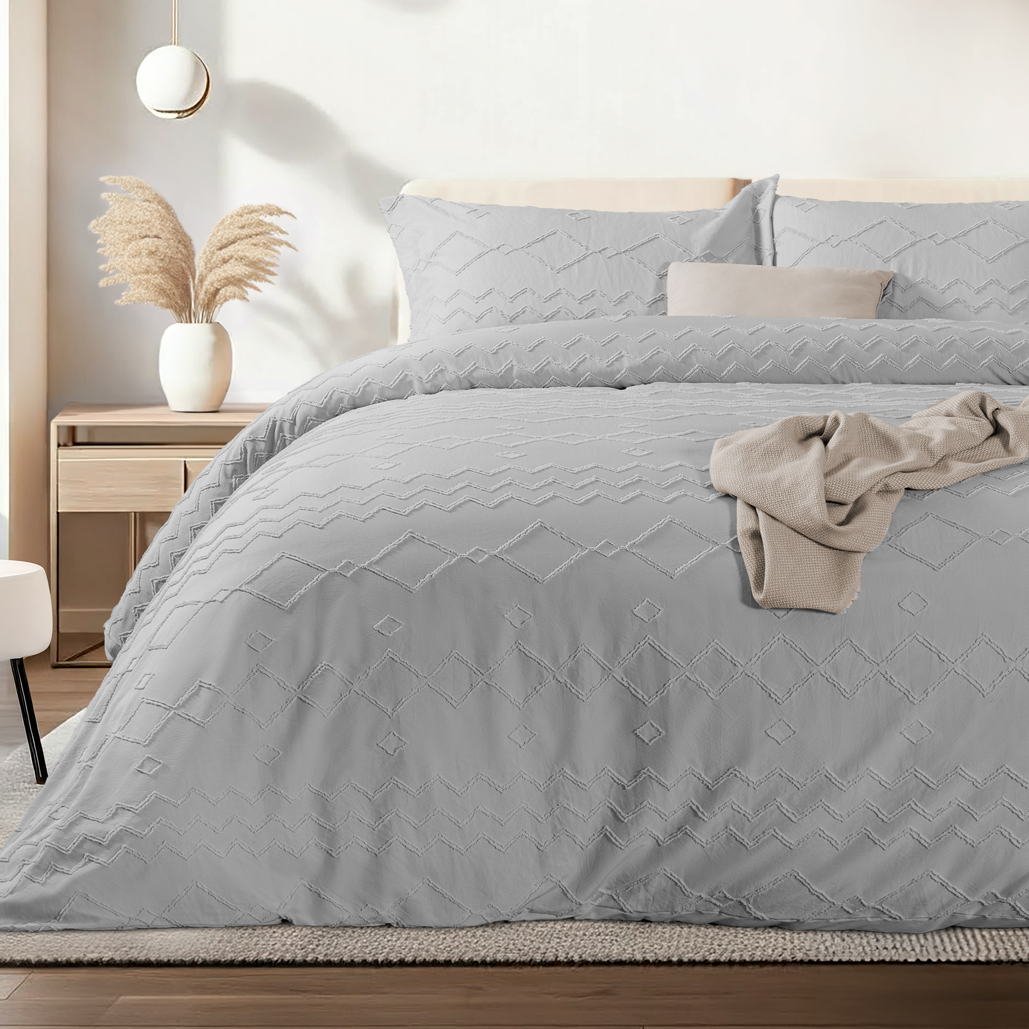 Dreamlab Duvet Con Textura, Matrimonial, Color Gris. Estilo Bohemio ...