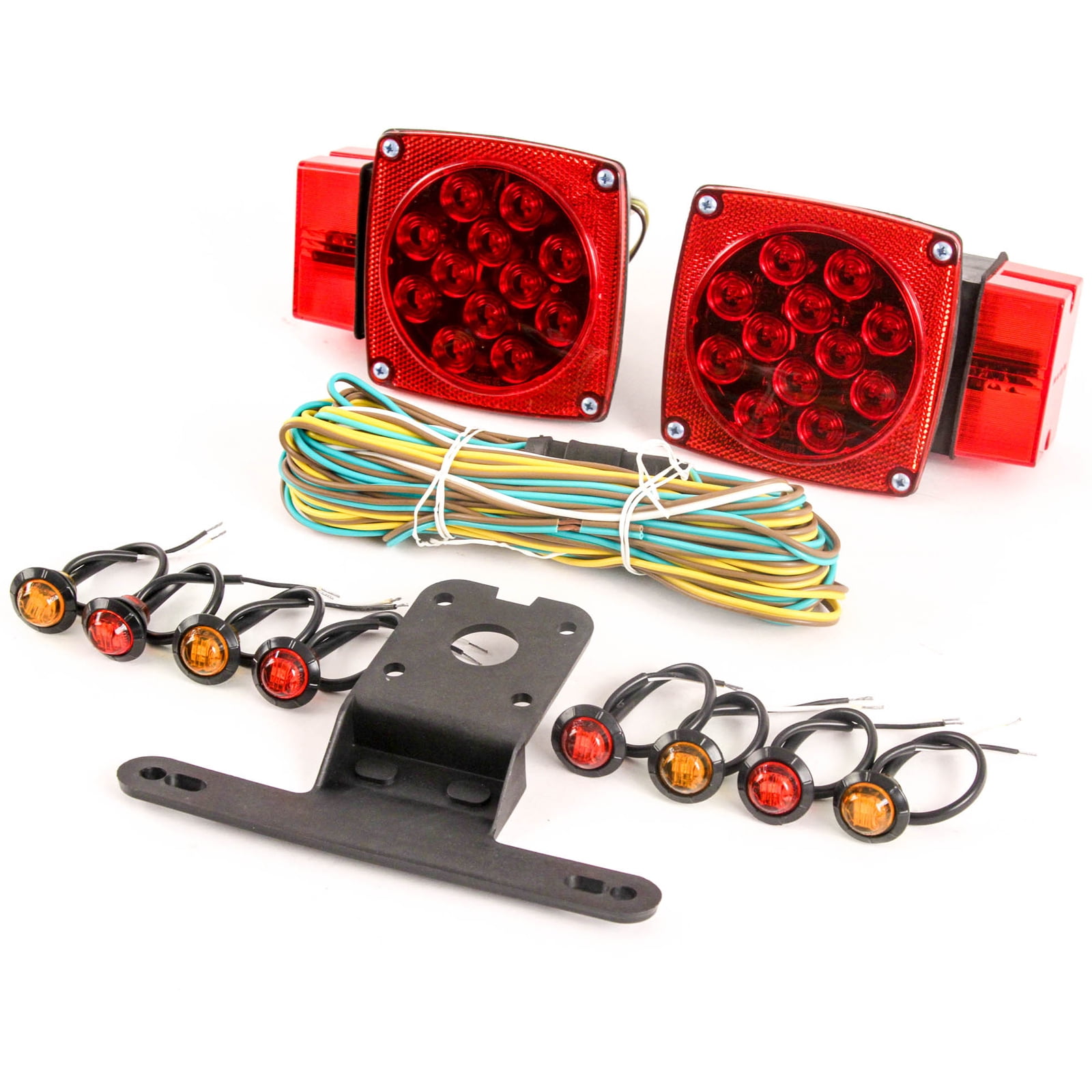 Red Hound Auto LED Submersible Square Light Kit Trailer 80 inches & 4 ...
