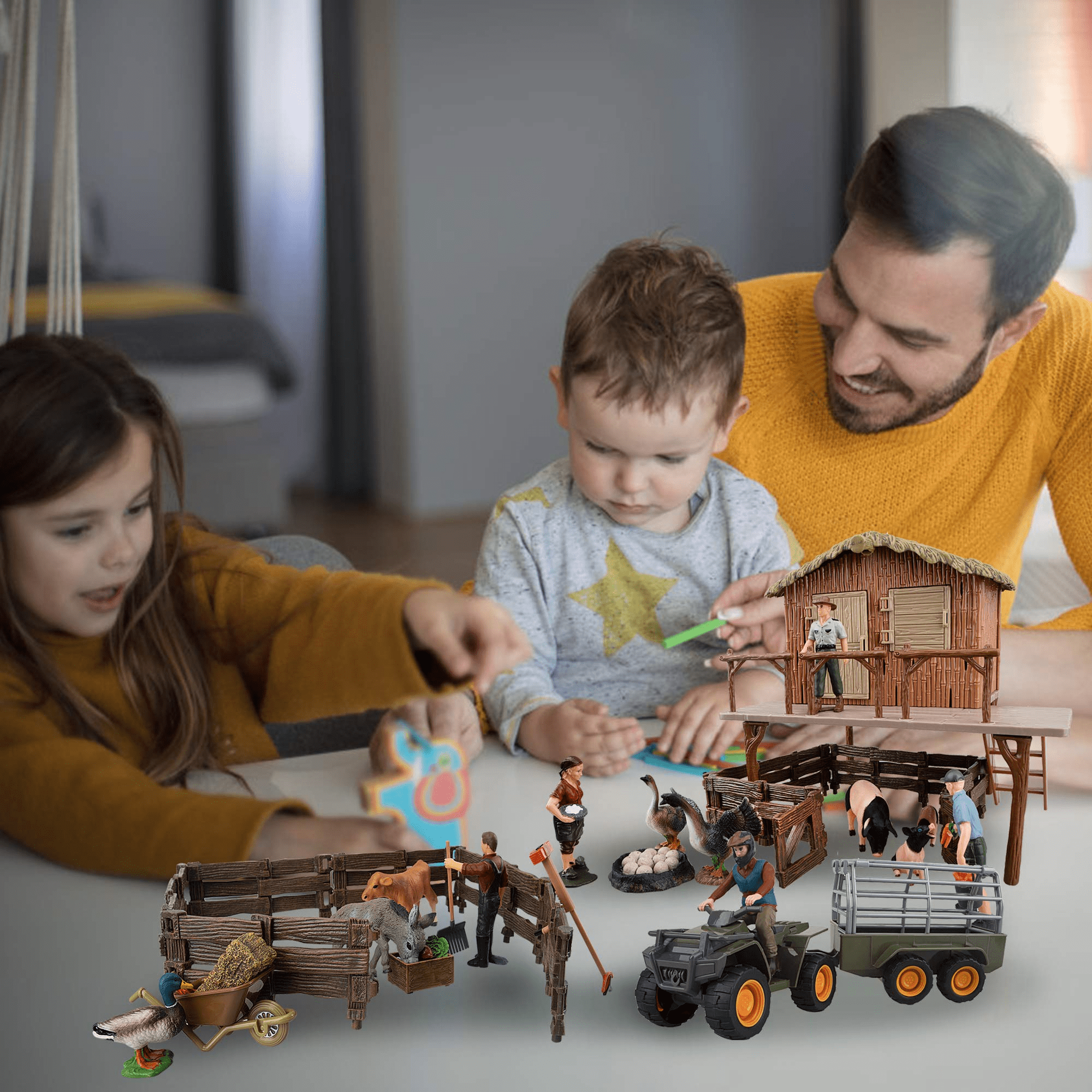 Buy TOYMANY 37PCS Big Farm Animals Figurines Toy with Barn House ...