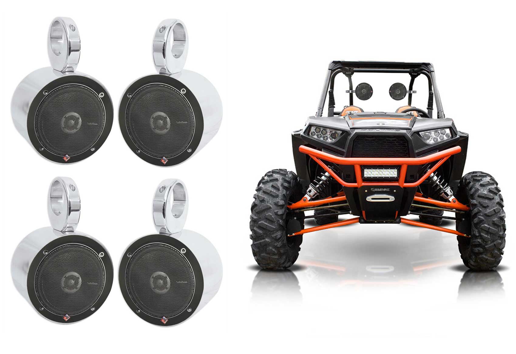 (4) Rockford Fosgate 5.25" Rollbar Tower Speakers Polaris/JEEP/ATV/UTV ...