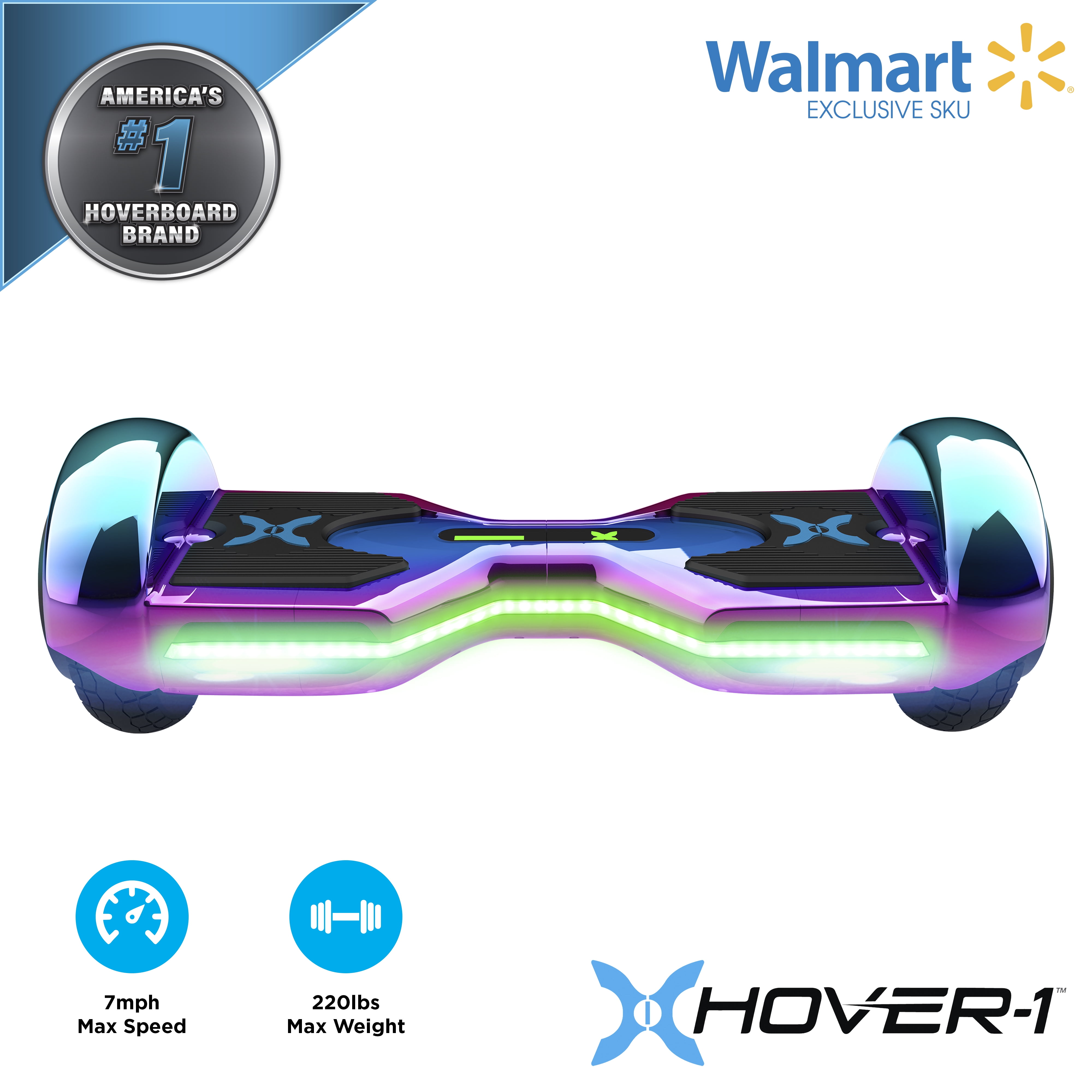 Hover-1 Eclipse Hoverboard w/ 8 in Wheels, Ultrabright Customizable LED Headlights, Built-In ...