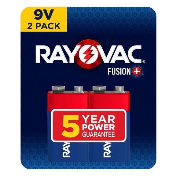 Rayovac Fusion 9V Batteries (2 Pack), Alkaline 9 Volt Batteries ...