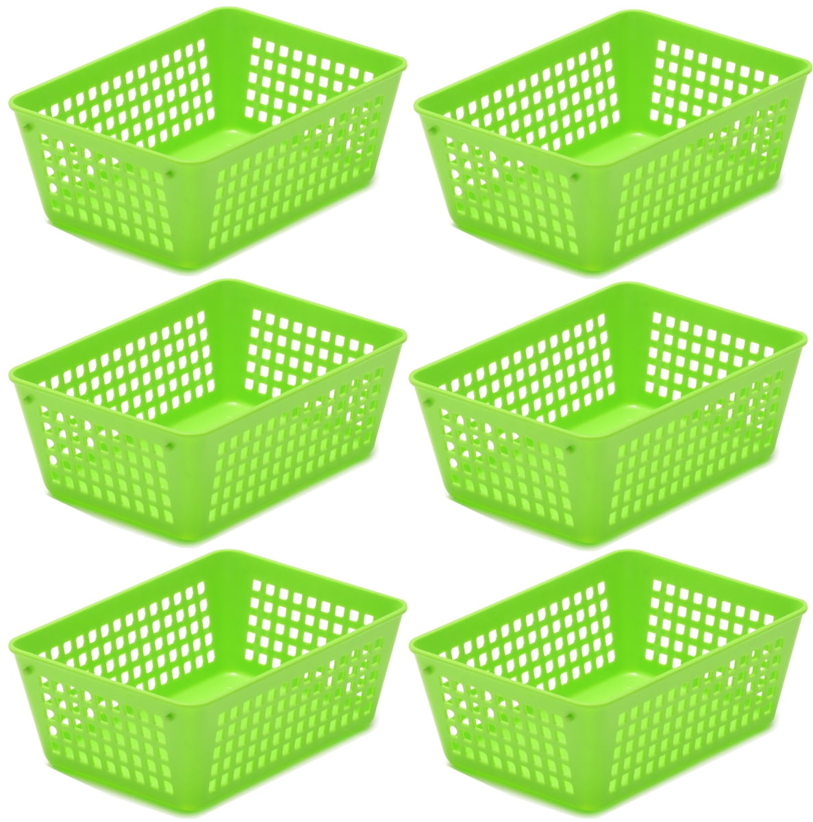 YBM Home Small Plastic Storage Basket (6 Pack), Green 6 L x 4.5 W x 2. ...