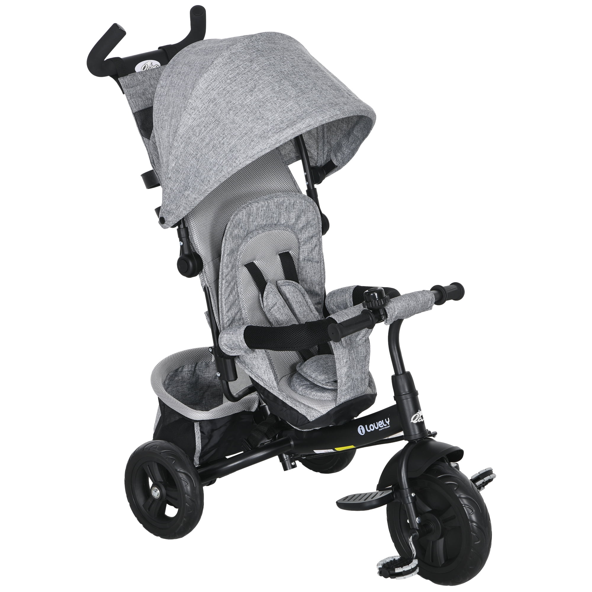 Qaba 6 in 1 Tricycle for Toddler 1-5 Years with Parent-Push Handle ...