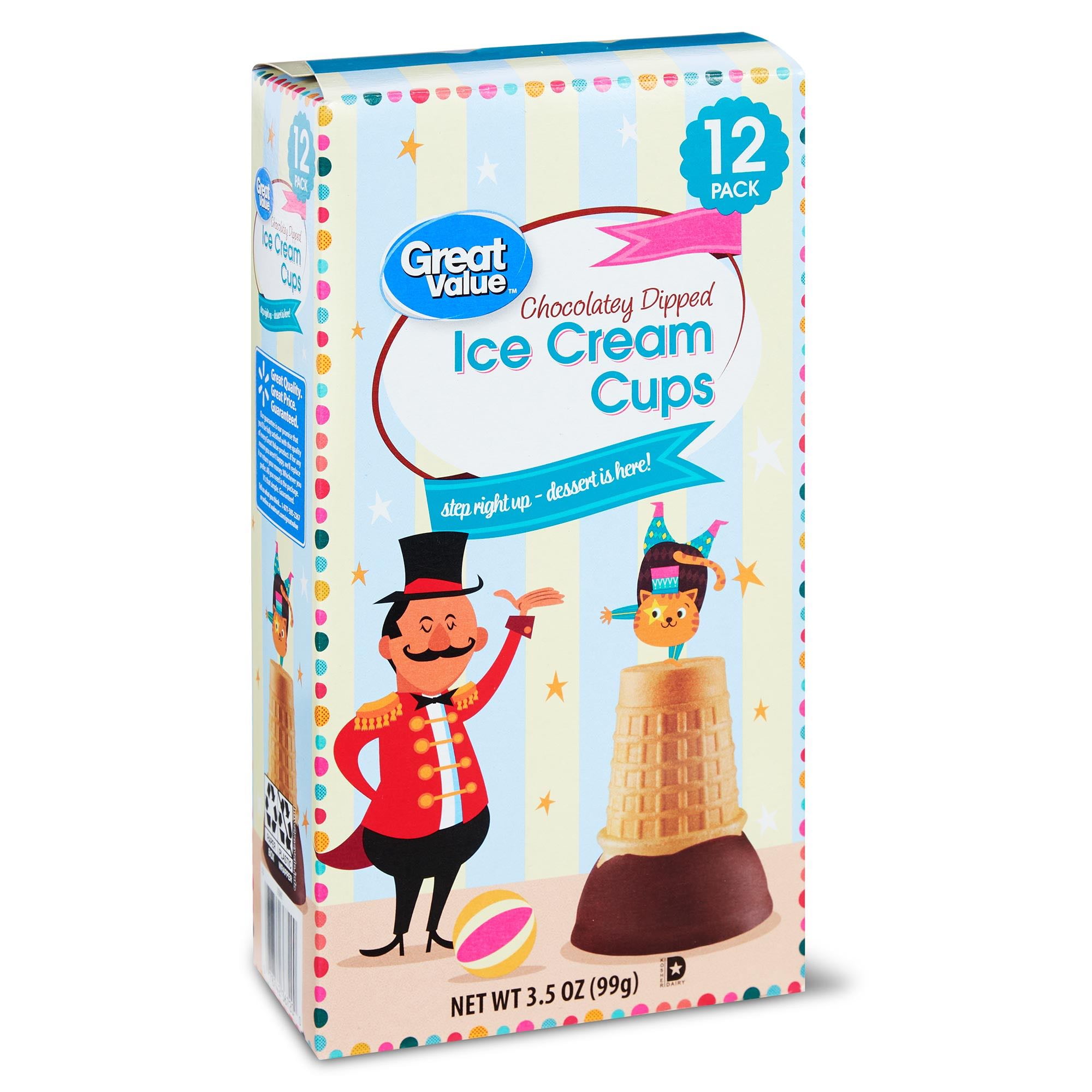 Great Value Chocolatey Dipped Ice Cream Cups, 3.5 oz, 12 Count ...