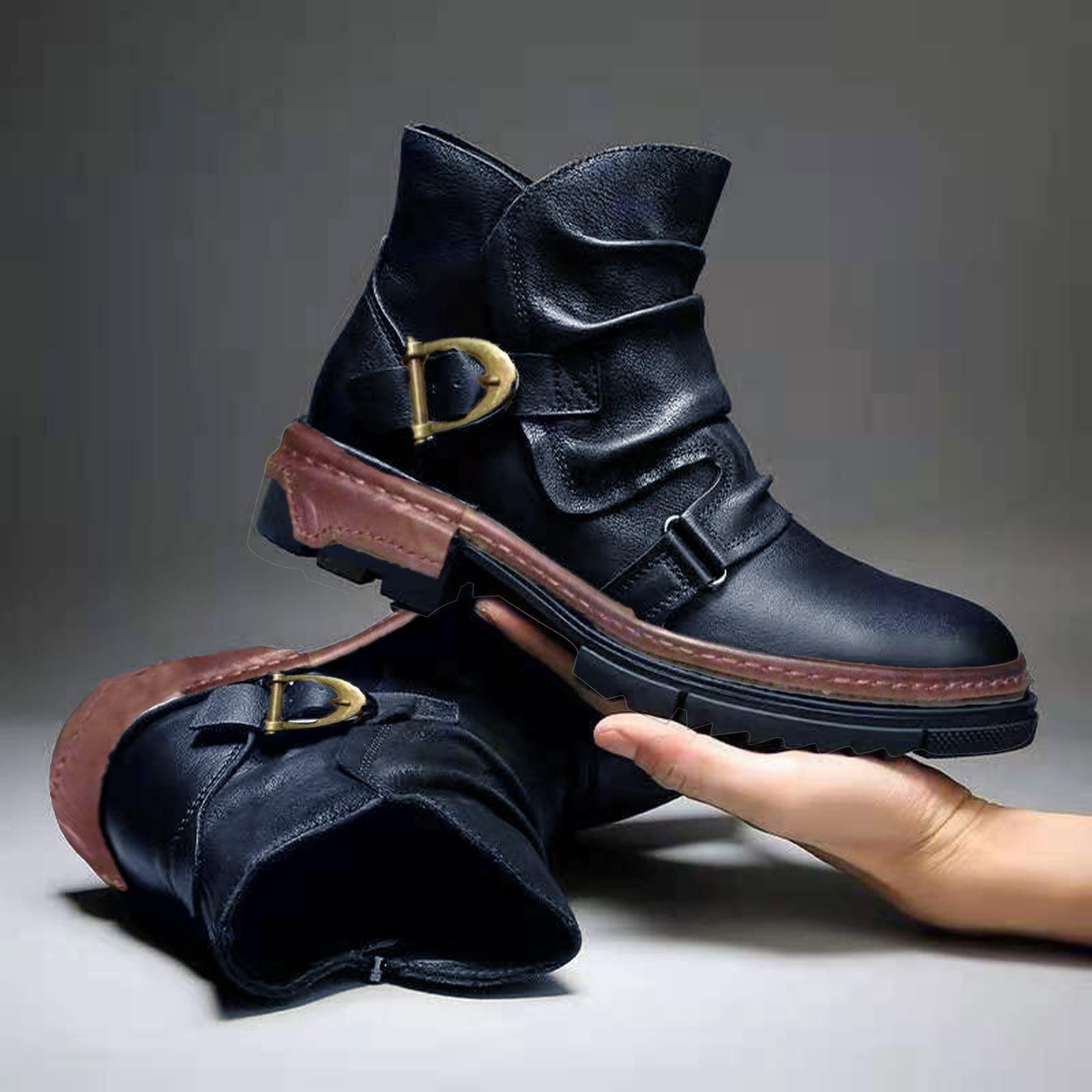 Click here for Lsljs Mens Ankle Boots  Mens Winter Belt Buckle Si... prices