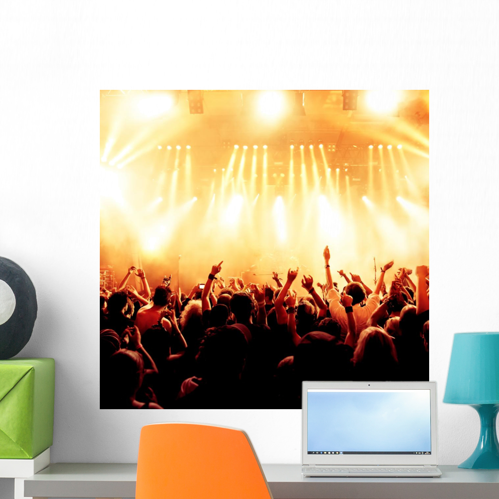 Concert Crowd Front Bright Wall Mural by Wallmonkeys Peel and Stick ...