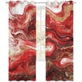 Abstract Fluid Sheer Curtains 90 Inch Long 2 Panels, Vintage Gold Red ...