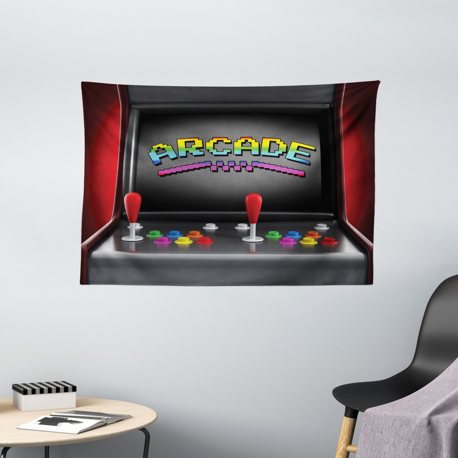 Video Games Tapestry, Arcade Machine Retro Gaming Fun Joystick Buttons ...
