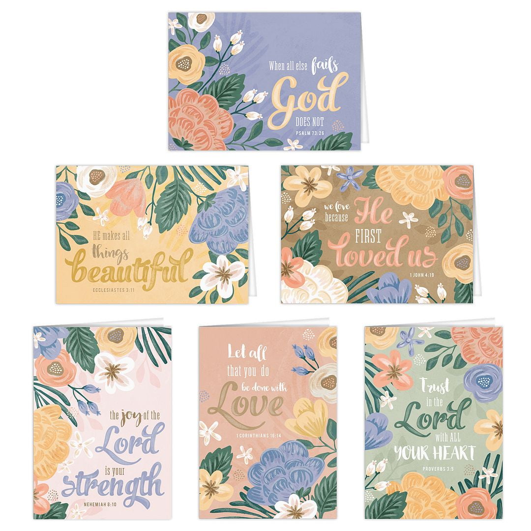 Floral Christian Notecard Assortment / 4 7/8" x 3 1/2" Blank Folded ...