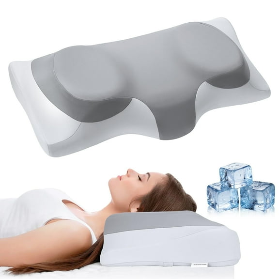 5X Pain Relief Cervical Neck Pillow for Support, Ergonomic Cooling Side ...
