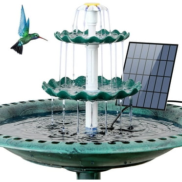 Smart Solar Acadia Traditional Outdoor Bird Bath Pedestal - Olive Green ...