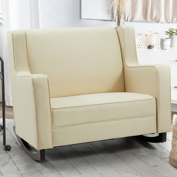 YODOLLA Nursery Rocking Chairs with Spacious Wingback, Double Wide ...