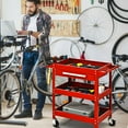 Three Tray Mobile Rolling Tool Cart with Large Wheels, Mechanic Cabinet ...