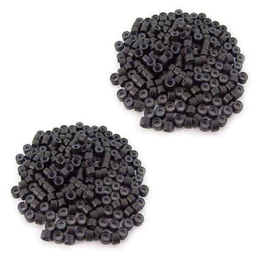100 PCS 5mm Light Brown Silicone Lined Micro Links Rings Beads for ...