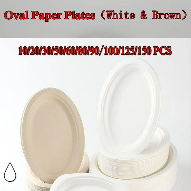12.5 X 10 Inch Oval Platters, Compostable Plates, Extra Strength Tree ...