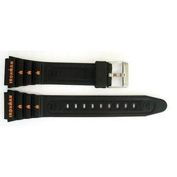Timex Timex 19mm Black Ironman Triathlon Vintage Rubber Sport Watch Band Strap