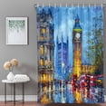 Big Ben Shower Curtain Set with Hooks, Urban Street Red Bus ...