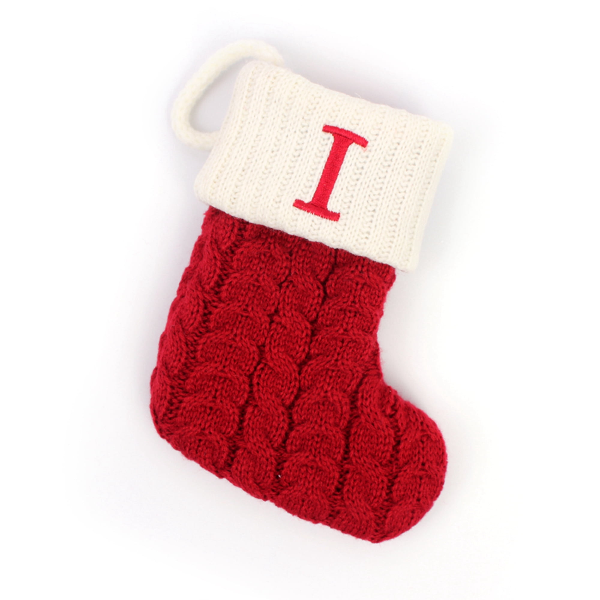 JINSIJU Christmas Present Sock Lettering Initials Snowflake Knit ...