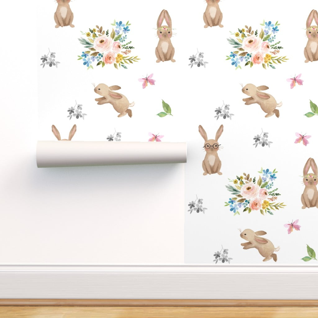 Commercial Grade Wallpaper Swatch - Spring Time Fun Bunnies White ...