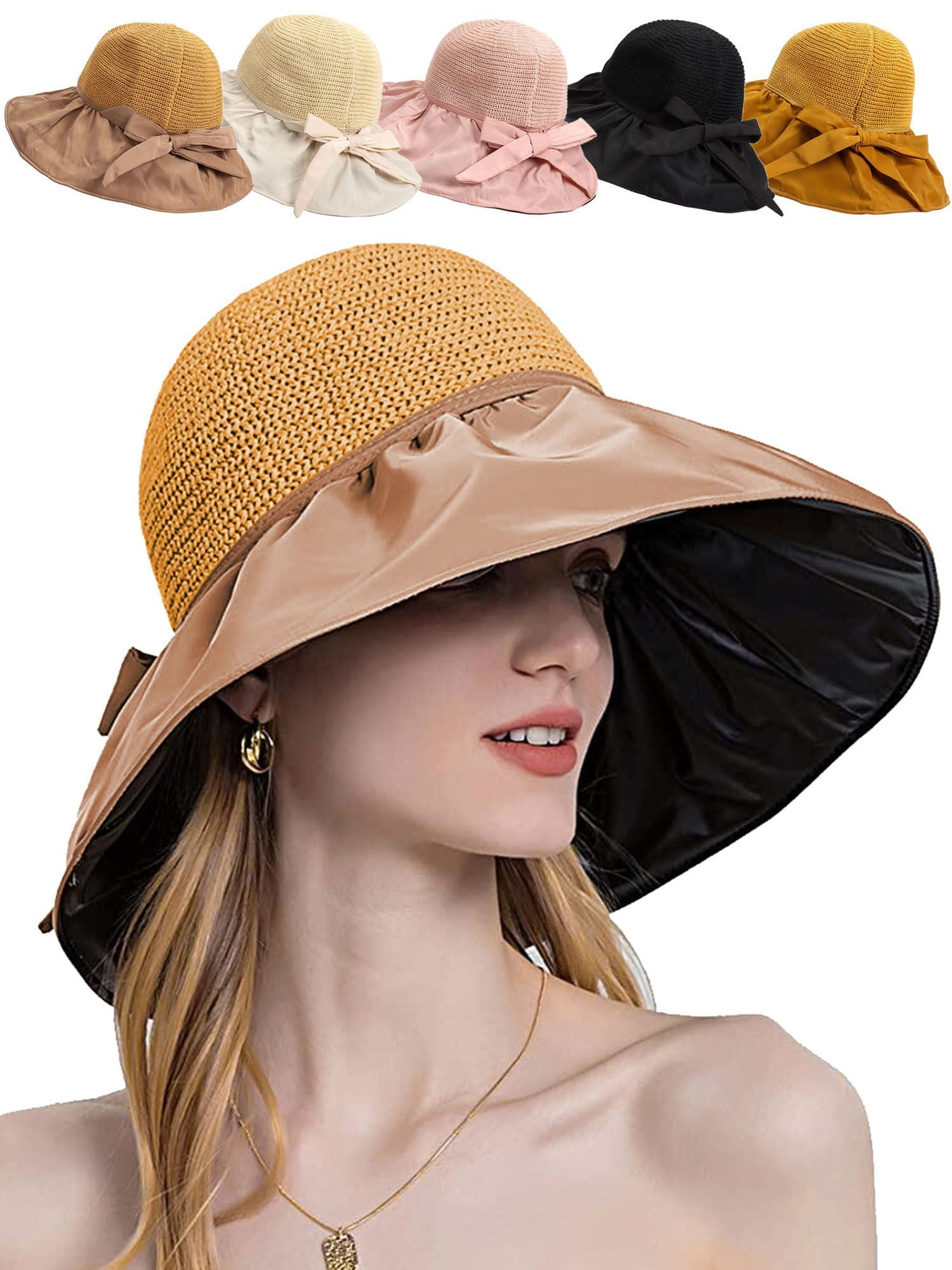 Deago Womens Mesh Sun Hats Wide Brim UV Protection UPF 50+ Summer Hat ...