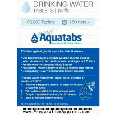 Aquatabs 49mg Water Purification Tablets (100 Pack). Water Filtration ...