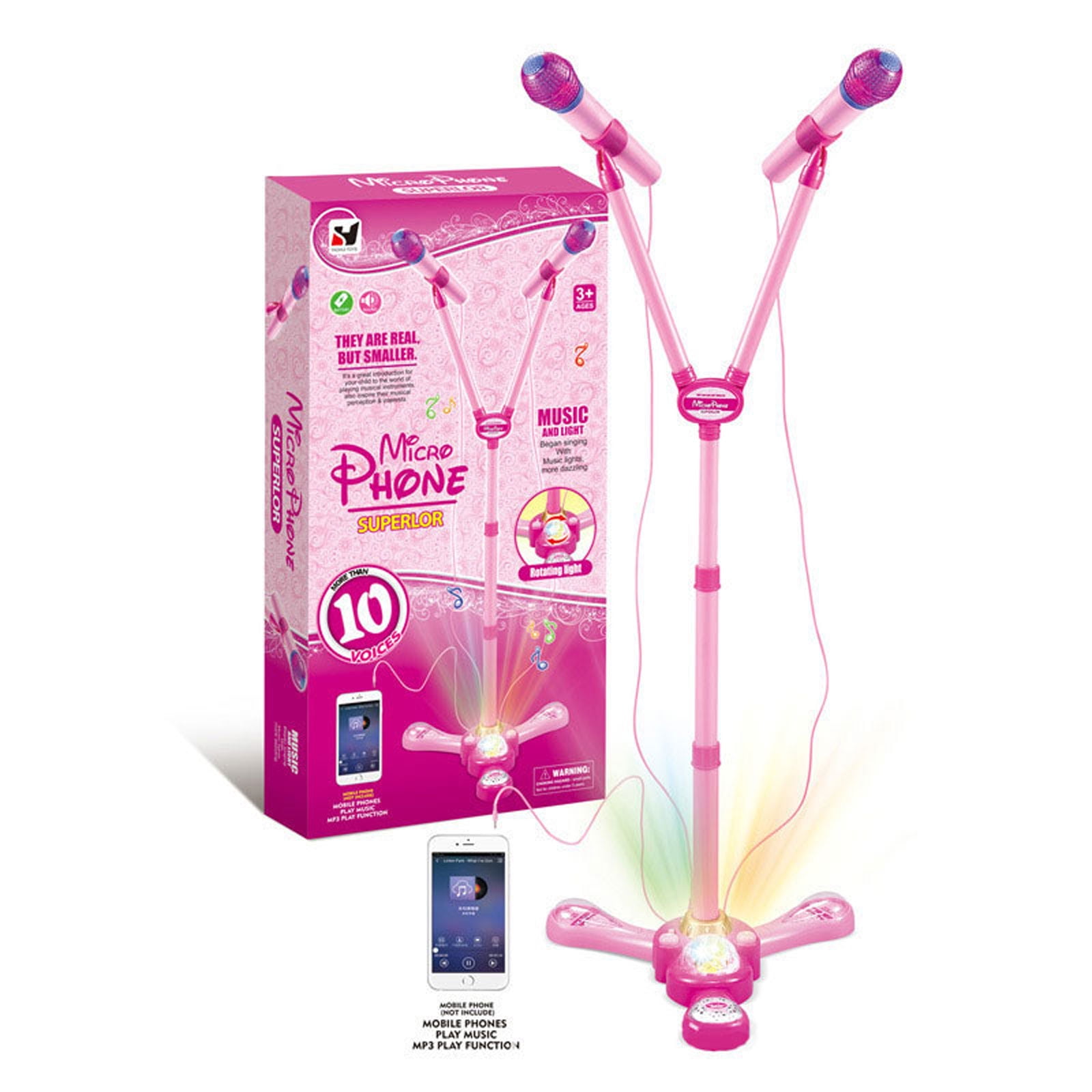 huntermoon Two Heads Karaoke Microphone with Adjustable Stand ,Children ...