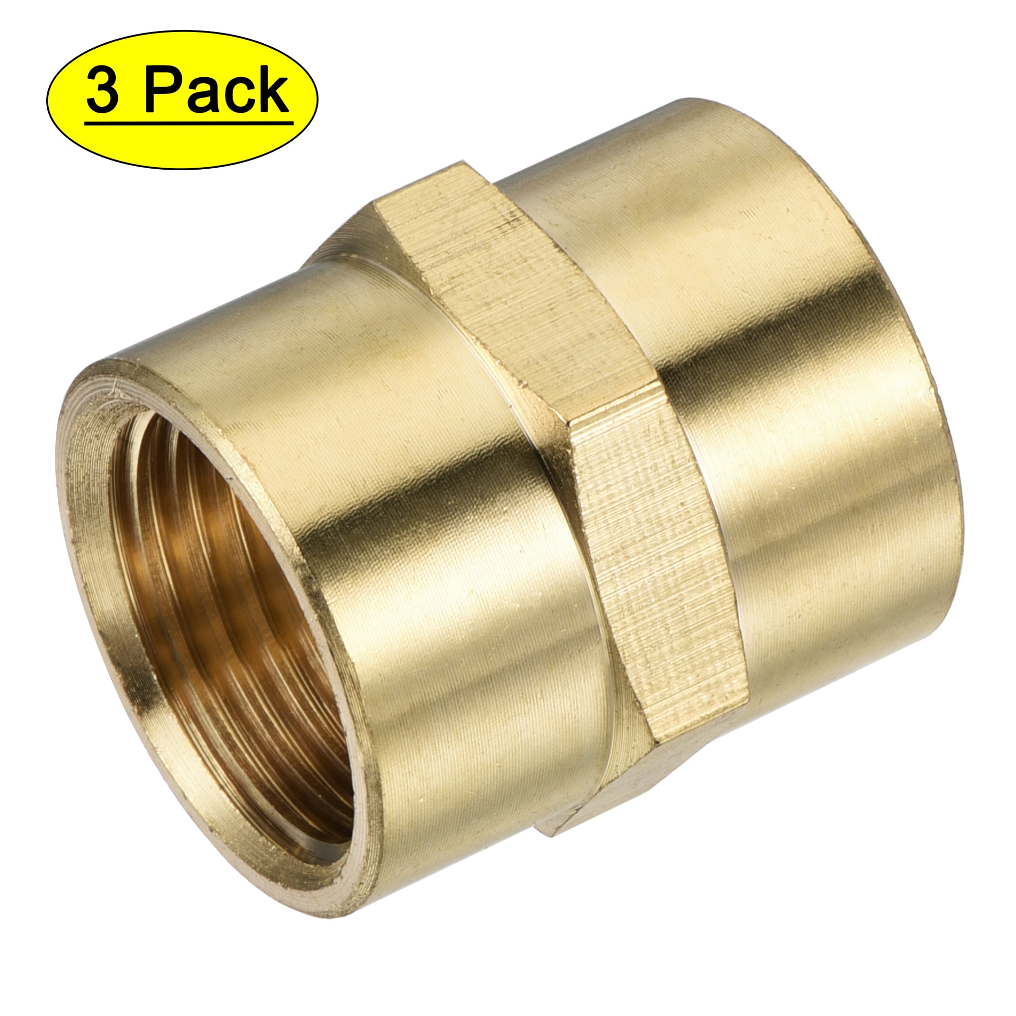 Uxcell Brass Hose Fitting 1/2NPT Female to Female Thread Pipe Fittings ...