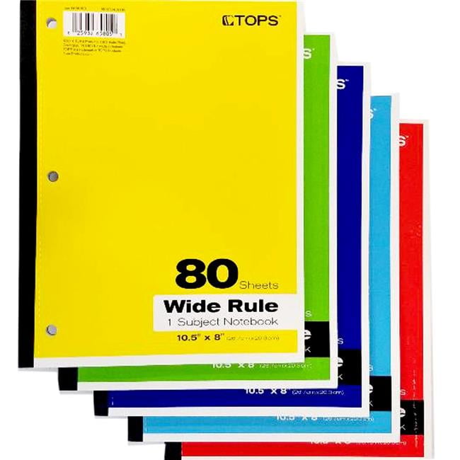 Tops 2340513 Wide-Ruled Tops 1 Subject Wireless Notebook - 80 Sheets ...