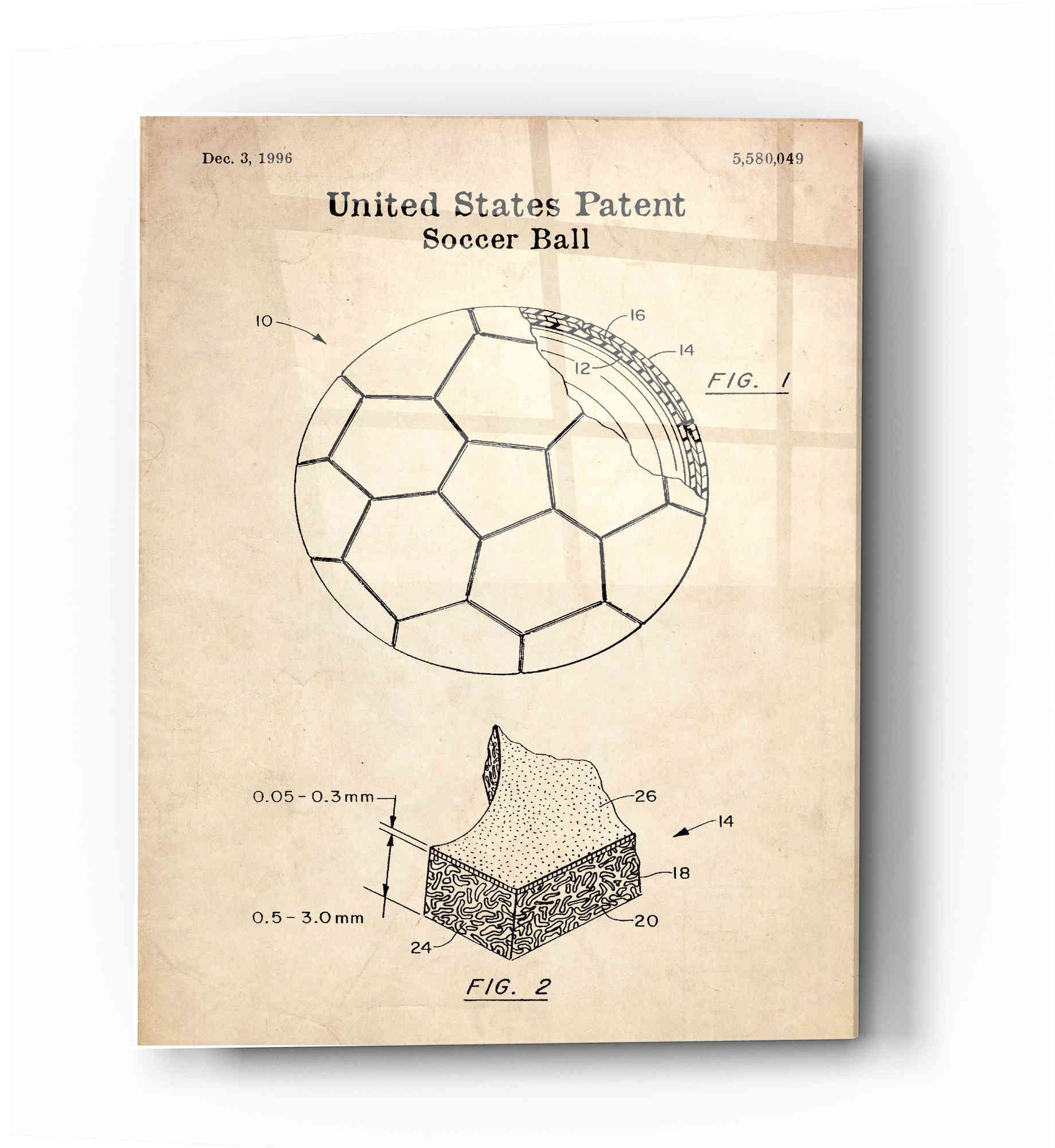 Epic Art 'Soccer Ball Blueprint Patent Parchment' Acrylic Glass Wall ...