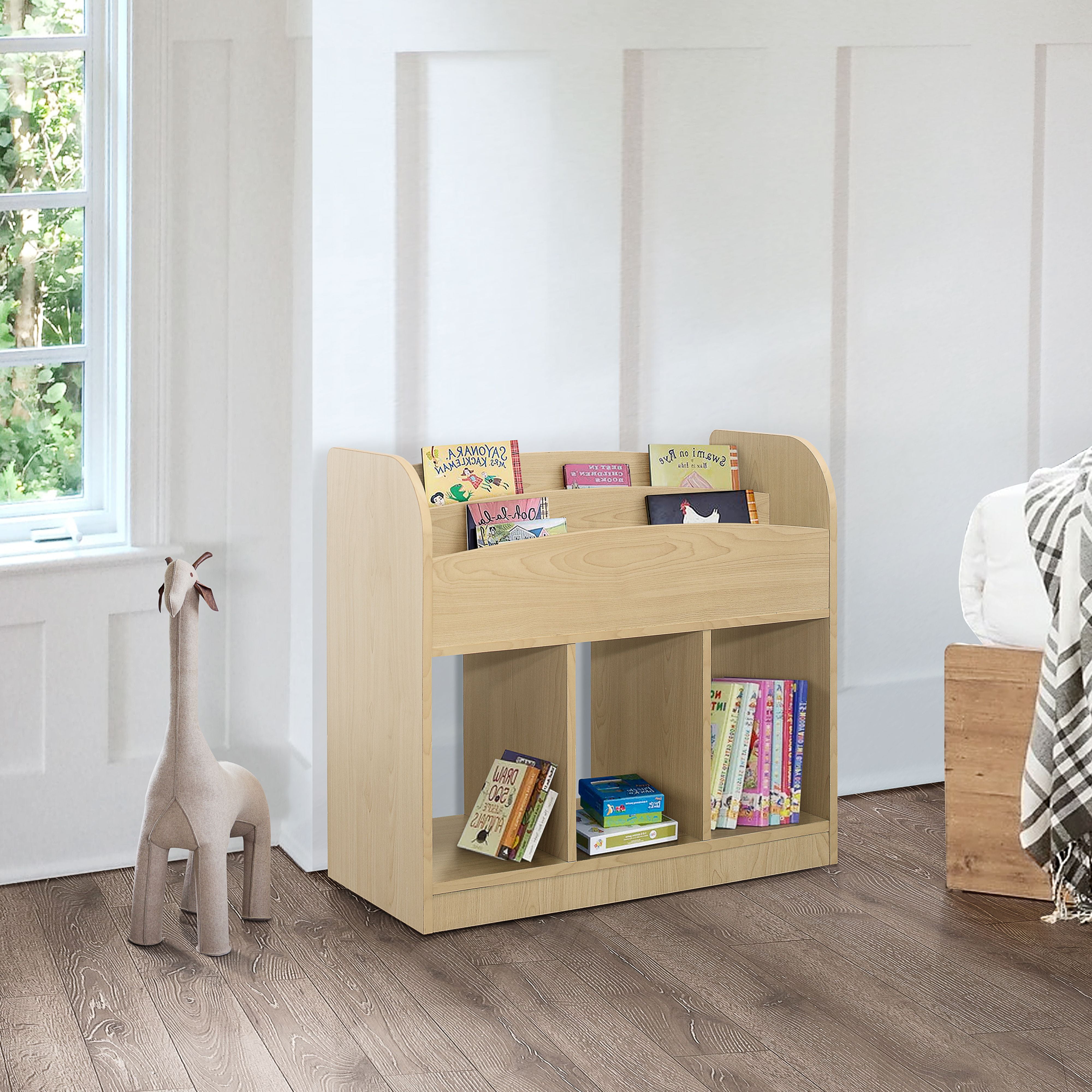 Tobler Cubby Bookcase with Magazine Storage, Natural Wood - Walmart.com