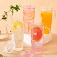 24oz Glass Tumbler with Handle, Clear Reusable Drinking Cup with Lids ...