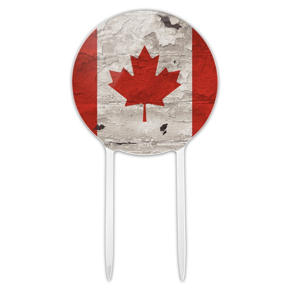 Acrylic Rustic Distressed Canada Flag on Wood Cake Topper Party ...