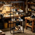 Black Storage Shelf Unit Metal Organizer Rack For Garage Kitchen Pantry ...
