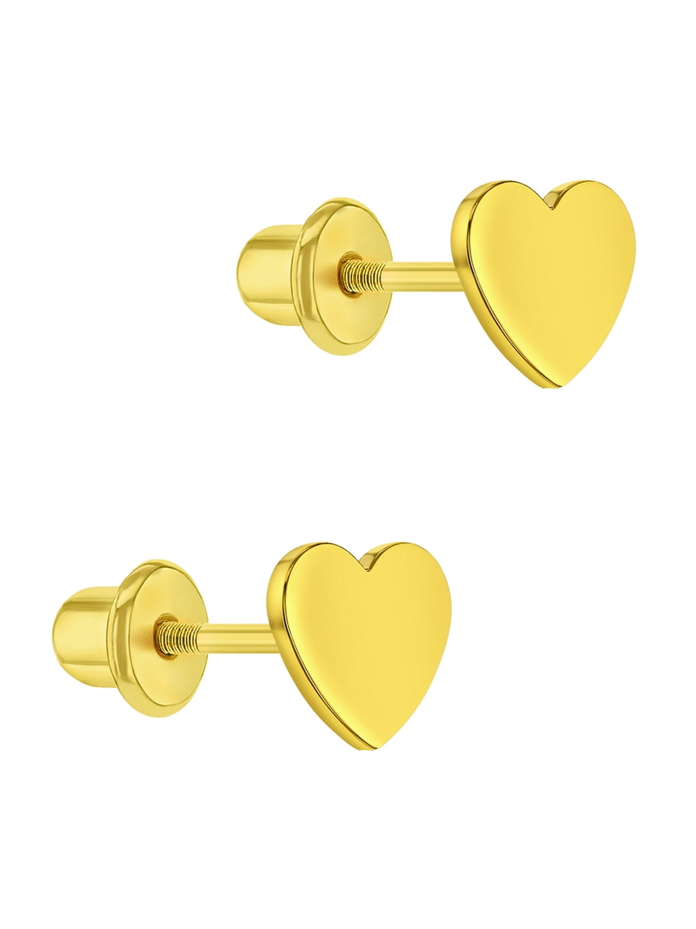 Gold Plated Plain Heart Screw Back Earrings for Babies, Infants, and ...