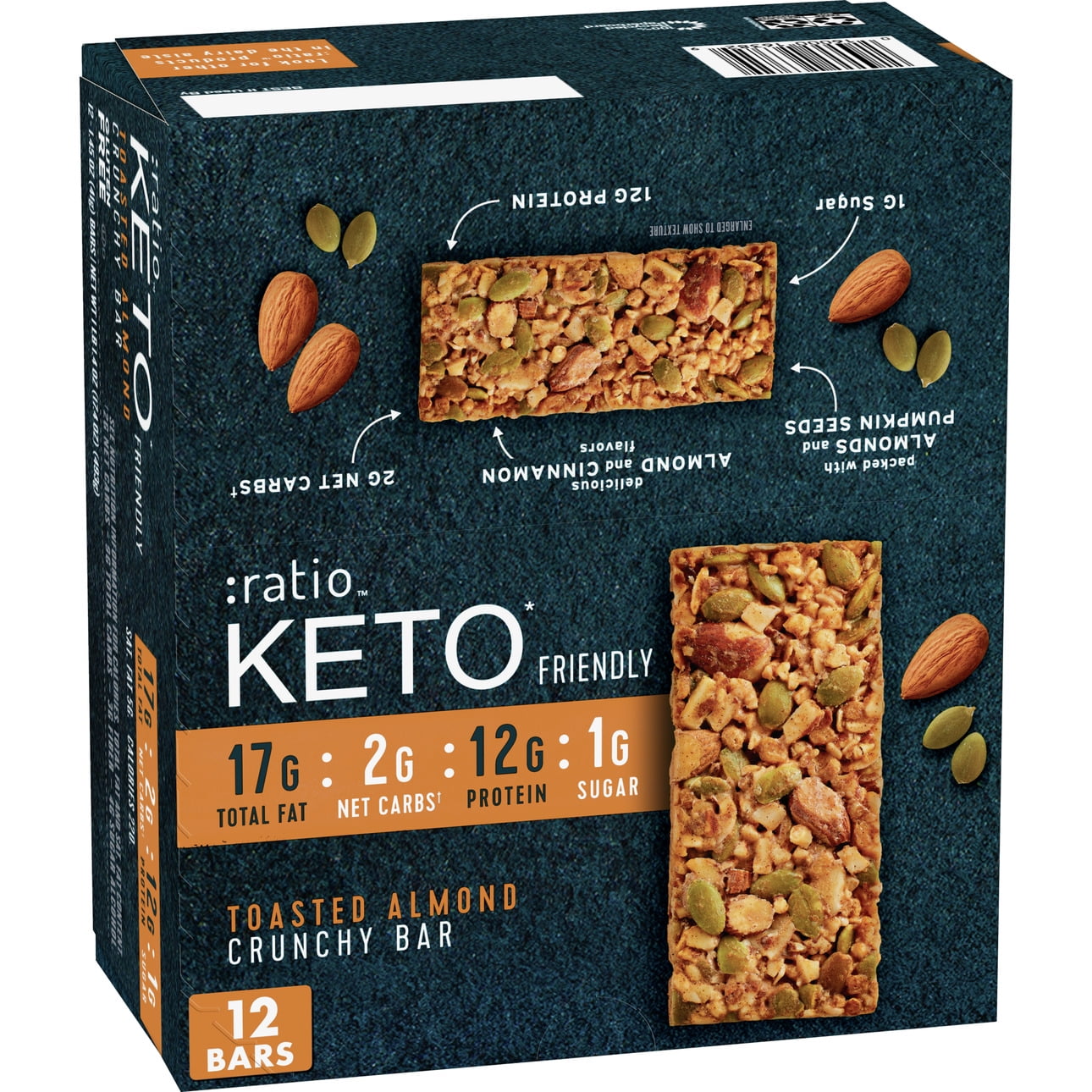 :ratio KETO Friendly Crunchy Bars, Toasted Almond, Gluten Free Snack ...