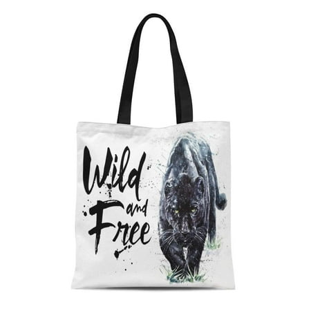 HATIART Canvas Tote Bag Beautiful Panther Watercolor Painting Predator ...