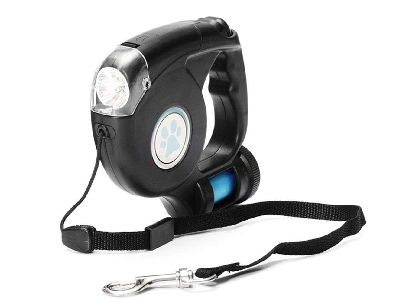 LED Light Retractable Dog Leash With Flashlight And Poop Bag Holder ...