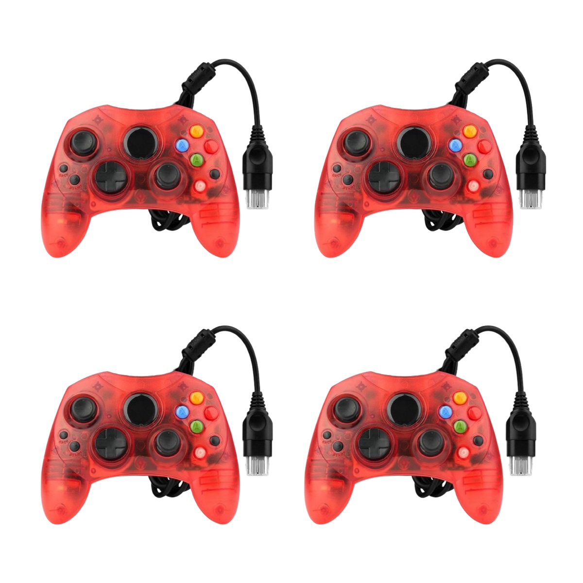 Pack 4 Controles Para Xbox Clasico Negro, Colores Cristal Rojo | Bodega ...