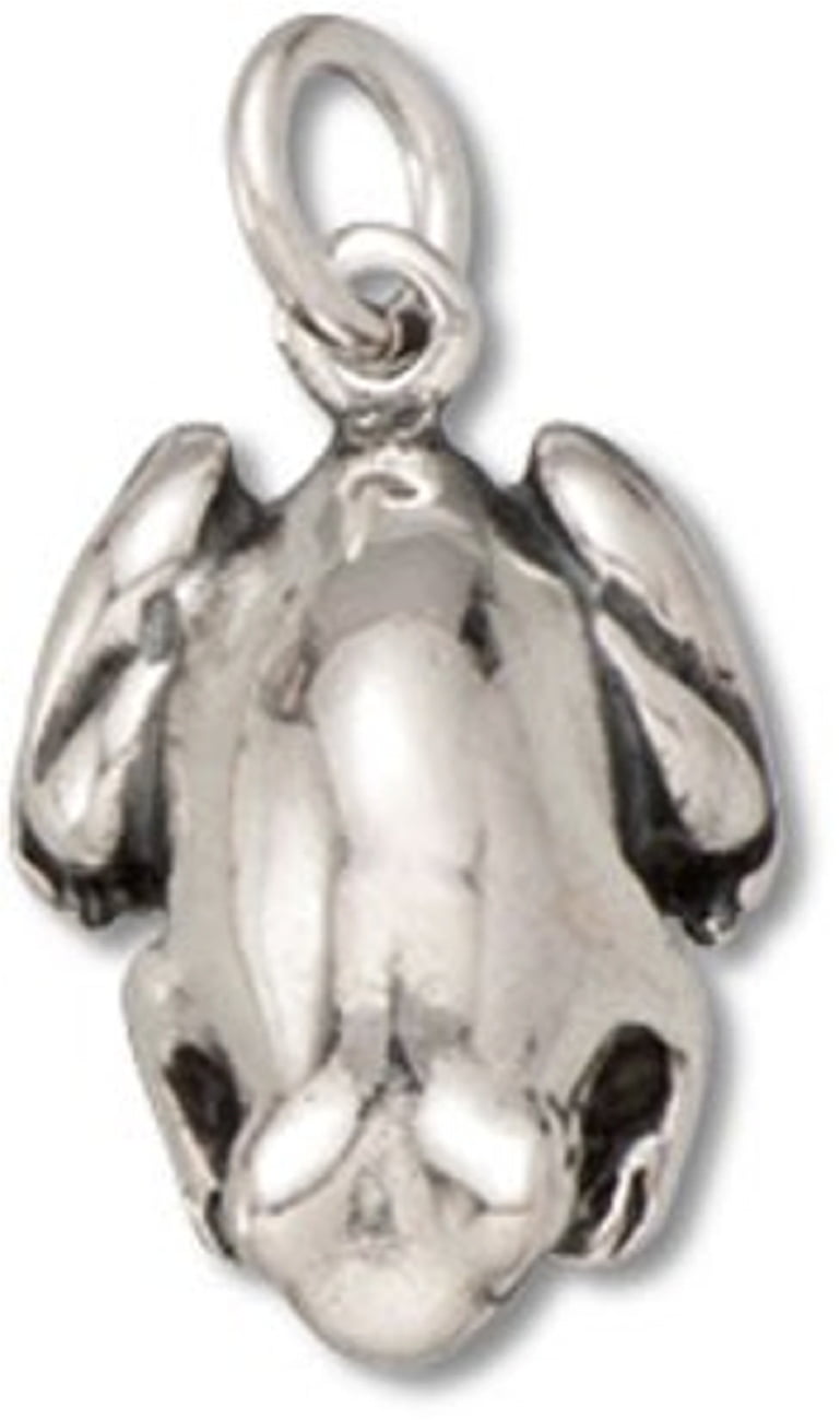 Sterling Silver 18" 1.2mm Box Chain 3D Sitting Toad Frog Pendant ...