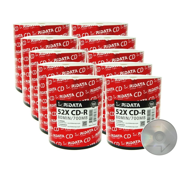 1000 Pack Ridata CD-R 52X 700MB 80Min Logo Blank Media Recordable Disc ...
