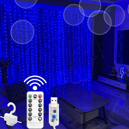 Curtain Lights with Remote, 8 Modes Curtain String Lights for Bedroom ...