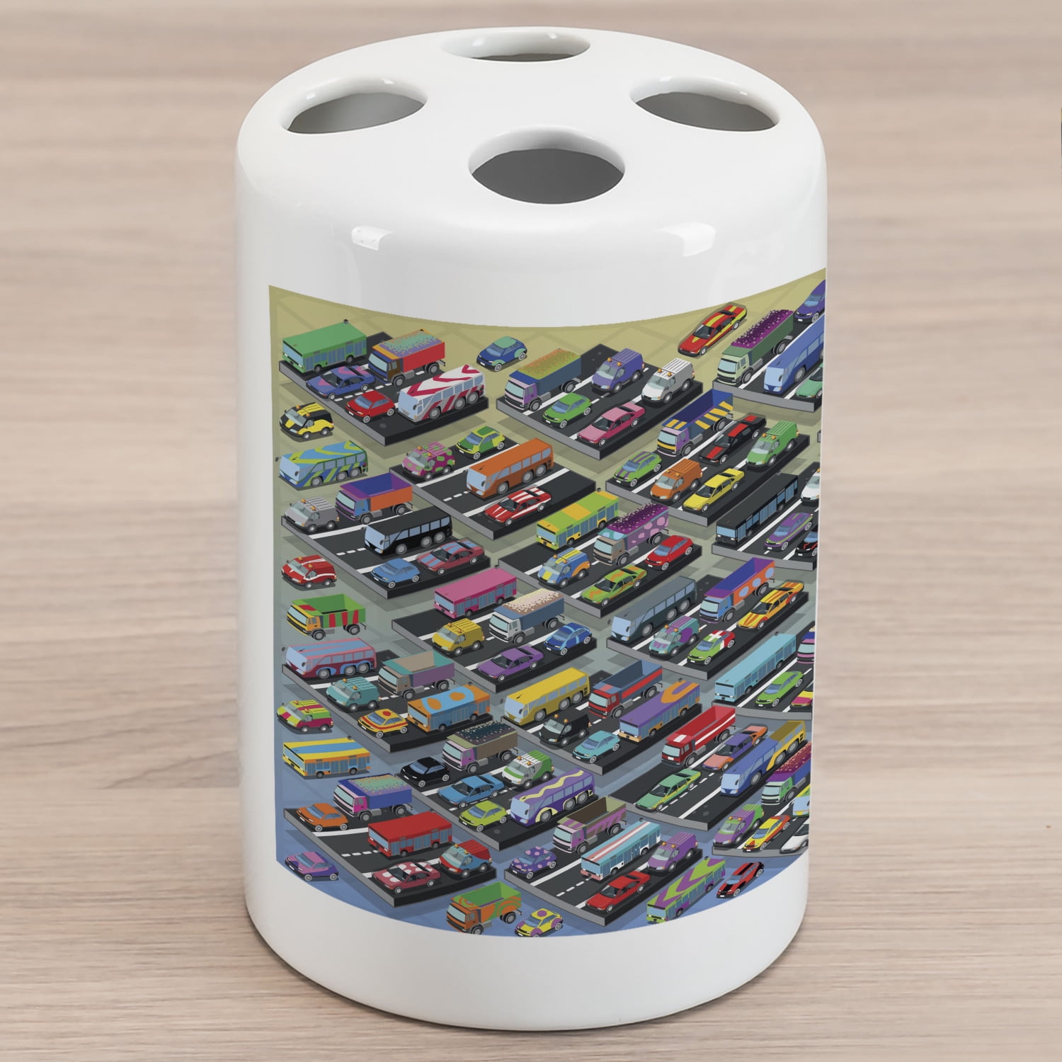 Cars Ceramic Toothbrush Holder, Detailed Group of Various Vehicles ...