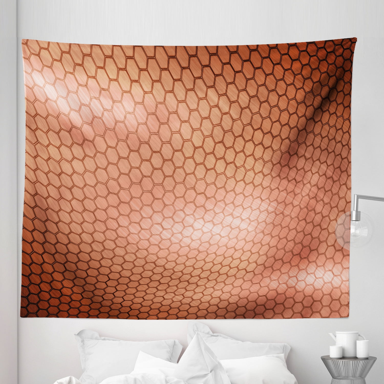 Abstract Tapestry Hexagonal Comb Mesh Pattern With Abstract Wave Motion Effect Geometric Image