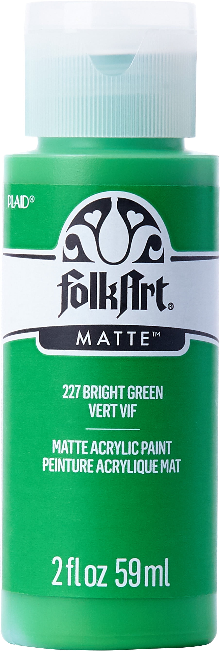 FolkArt Acrylic Craft Paint, Matte Finish, Bright Green, 2 fl oz ...