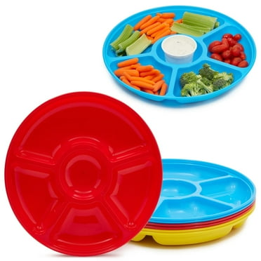 [100 Pack] 10 Inch Round Plastic Appetizer Tray with Lid - 5 ...