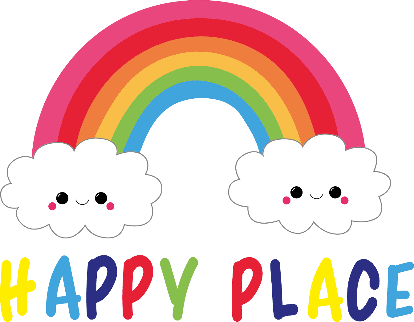 Multicolored Cloud Face Rainbow Design Home Living Room Children's ...