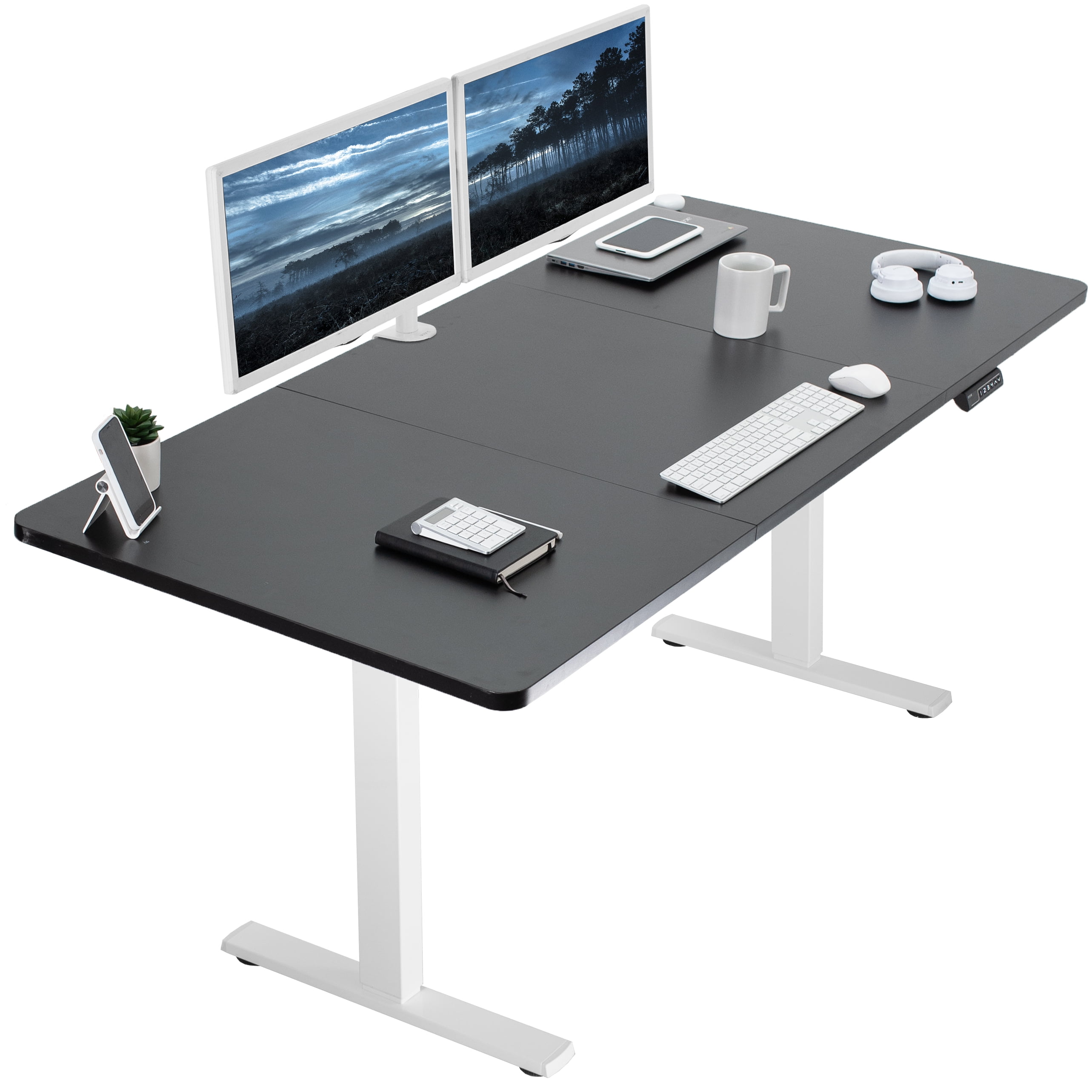VIVO Electric 71” x 36” Stand Up Desk, Black Table Top, White Frame ...